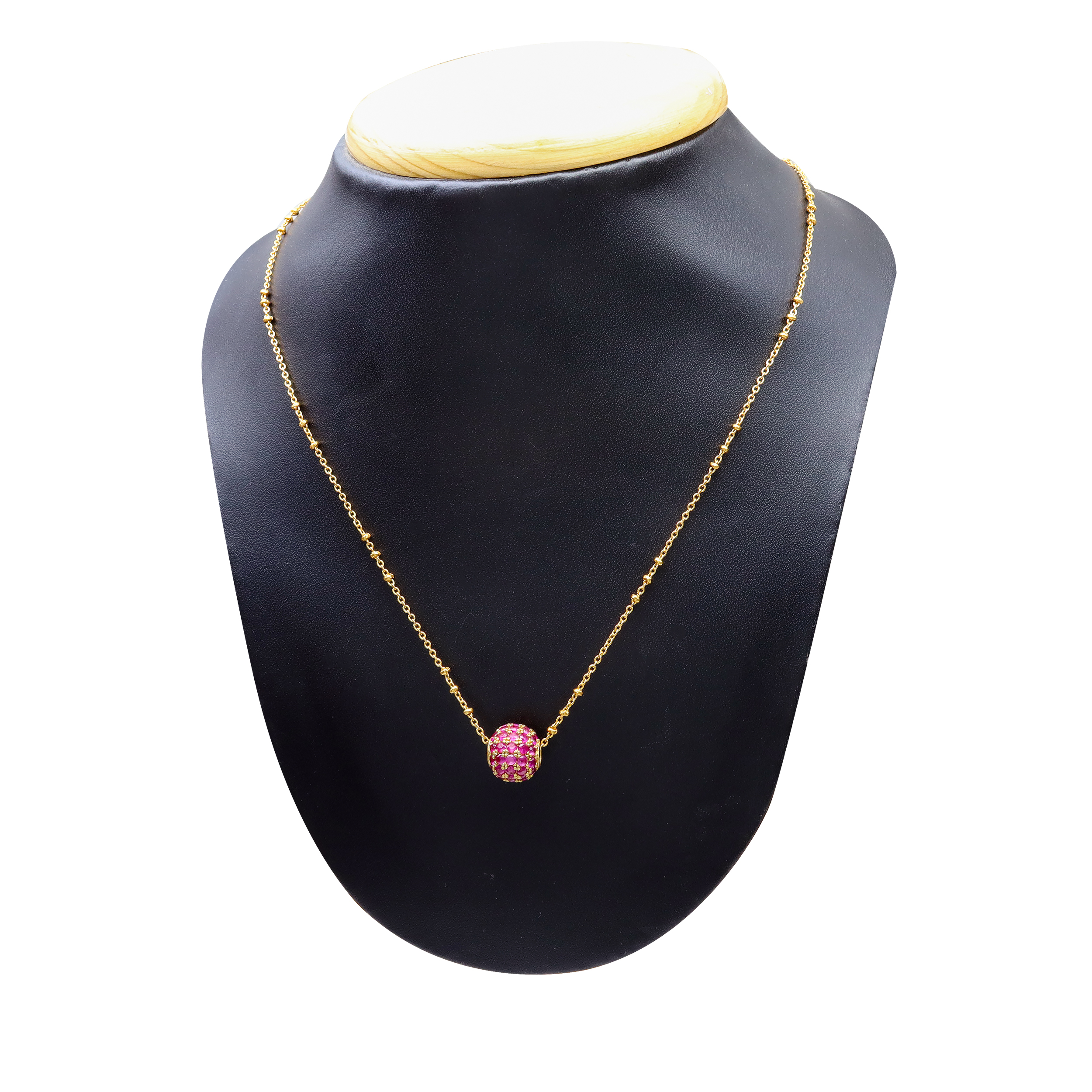 Gold Plated Panchadhatu Chain With White Stone Ball Locket For Women ...