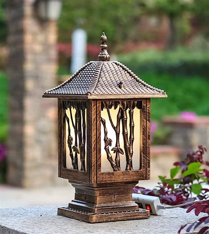 Antique Garden Gate Light Outdoor Column Lamp Antirust Waterproof Post ...