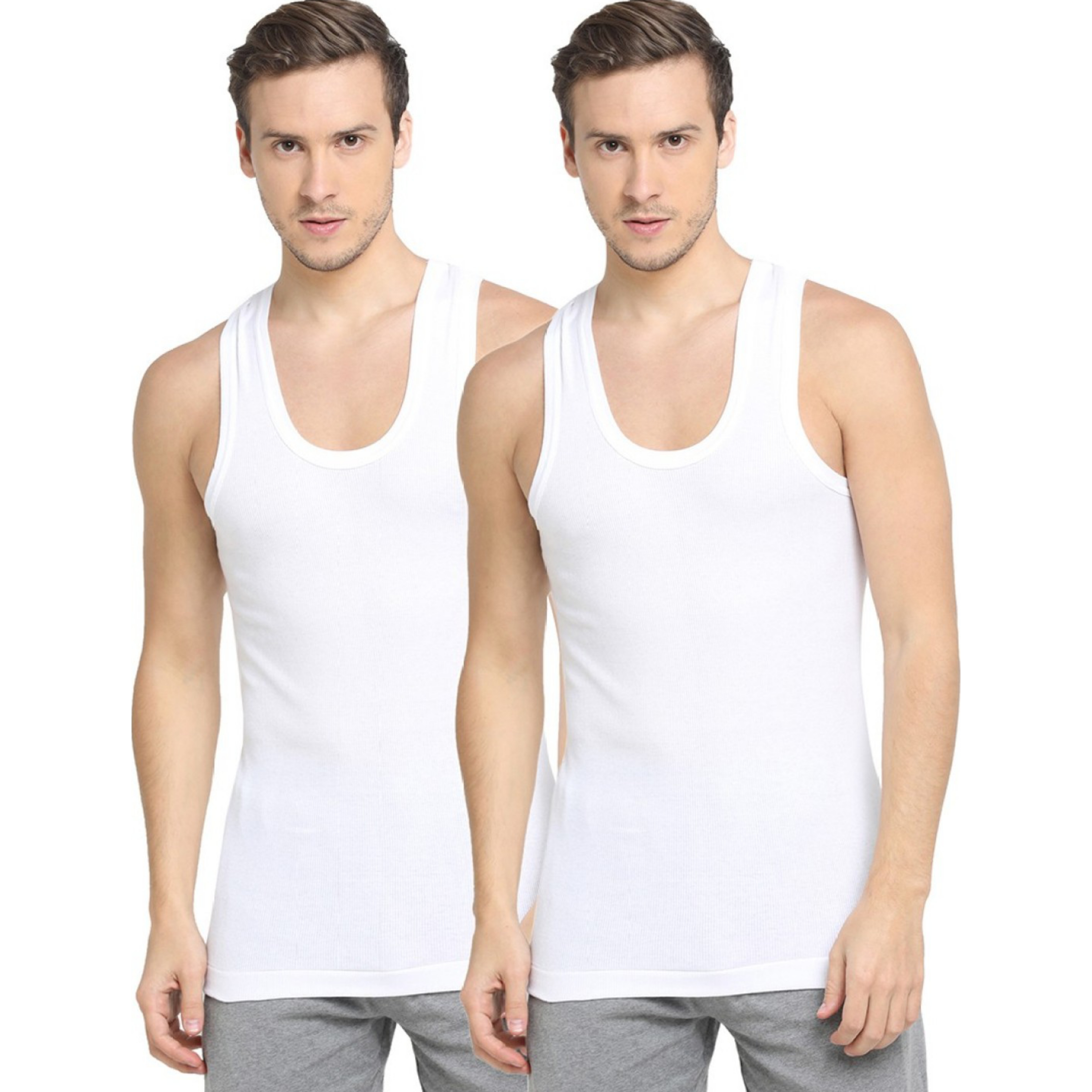 Amul Macho Sleeveless Premium White Cotton Vest For Men (Pack of 2 ...
