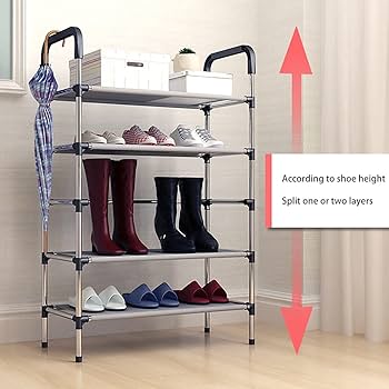 5 Layers Stainless Steel Rods Shoes Rack Home Organizer,Easy To ...