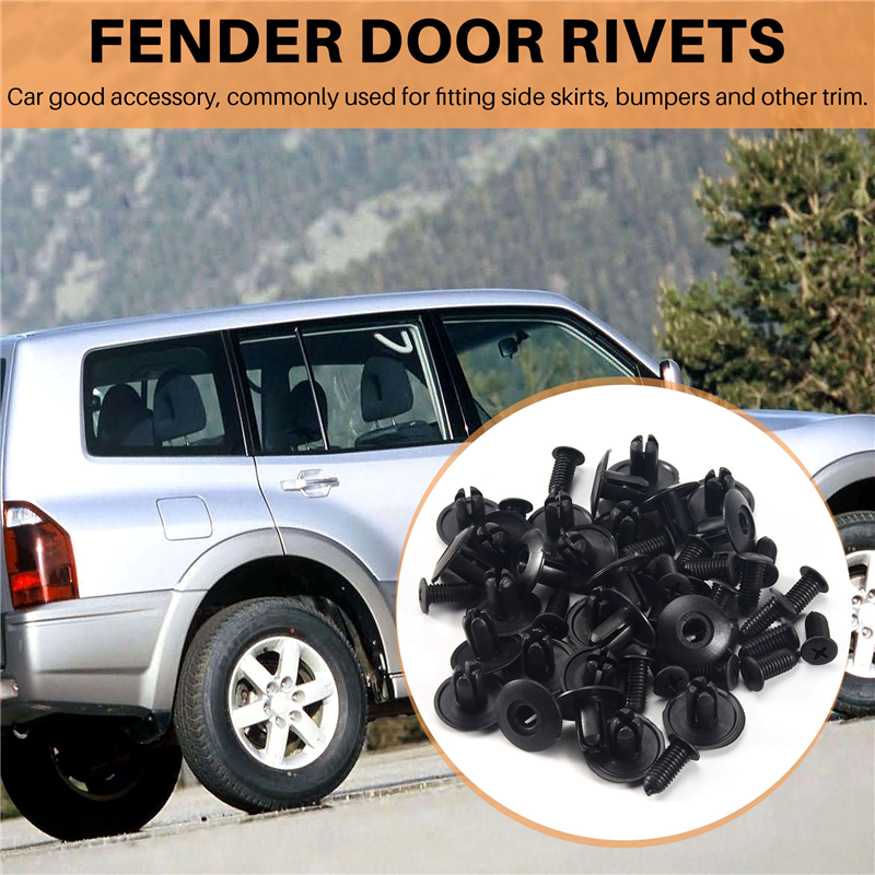 25 Pcs Plastic Push in Bumper Door Rivets Clip 8mm Hole Black | Daraz ...