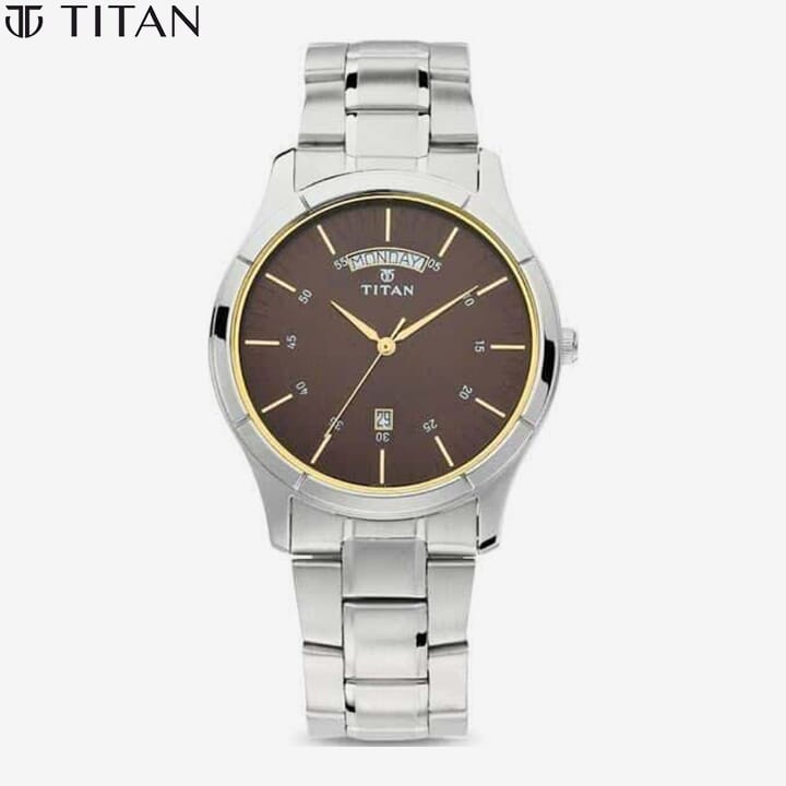 Titan 1767Sm03 Brown Dial Analog Watch For Men - (Silver) | Daraz.com.np