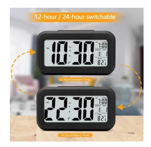Digital Alarm Clock, Lcd Light Up Digital Coock , Smart Optical Back ...