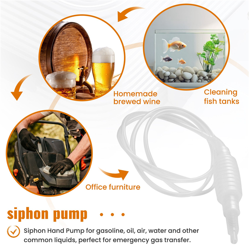 2 Meter Syphon Tube Hand Fuel Pump Gasoline Siphon Hose Gas Oil Water ...