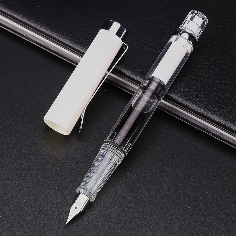 High quality 3008 Piston Transparent Fountain Pen Set EF/F Silver ...
