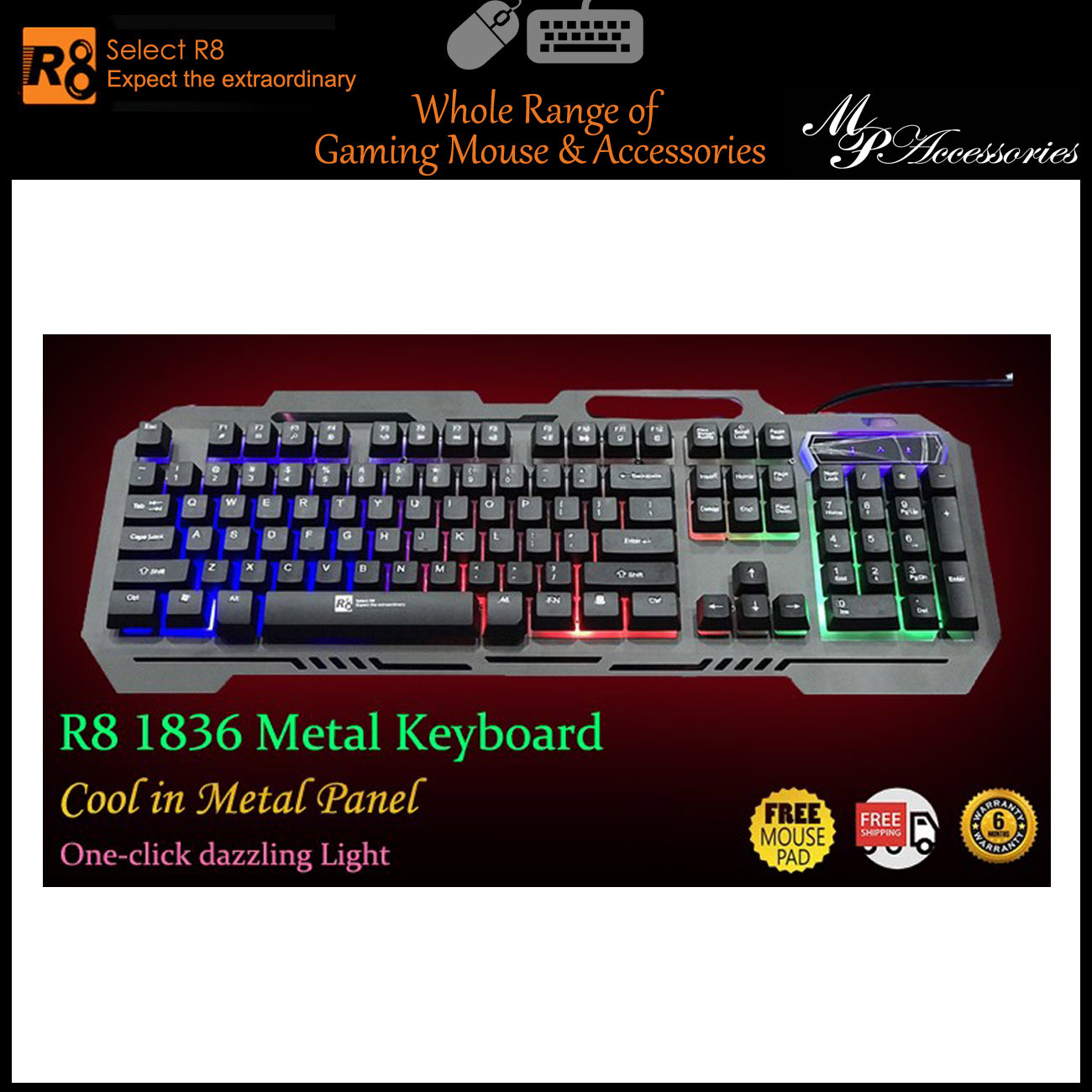 R8 1836 Super Cool Metal Gaming Keyboard | Daraz.com.np