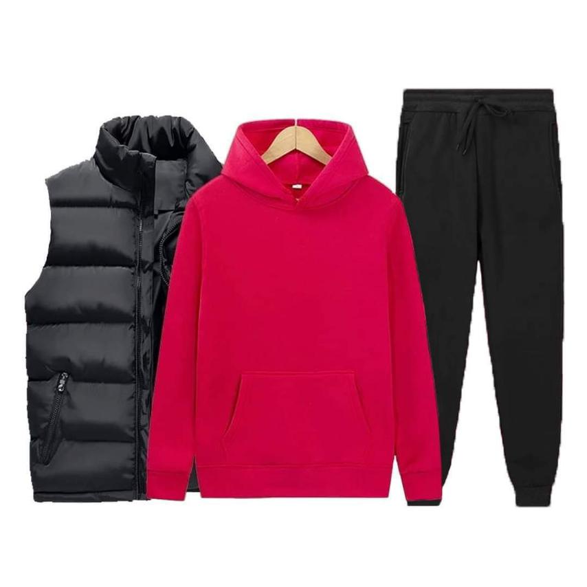 Set Of 3 PICs Men's Winter Warm Stylist Set Half Jacket Hoodie And ...