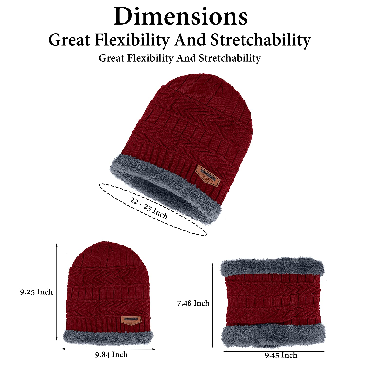 Pack of 2 Pcs Chinese Cap and Muffler Set with inside Furr ( New Winter ...