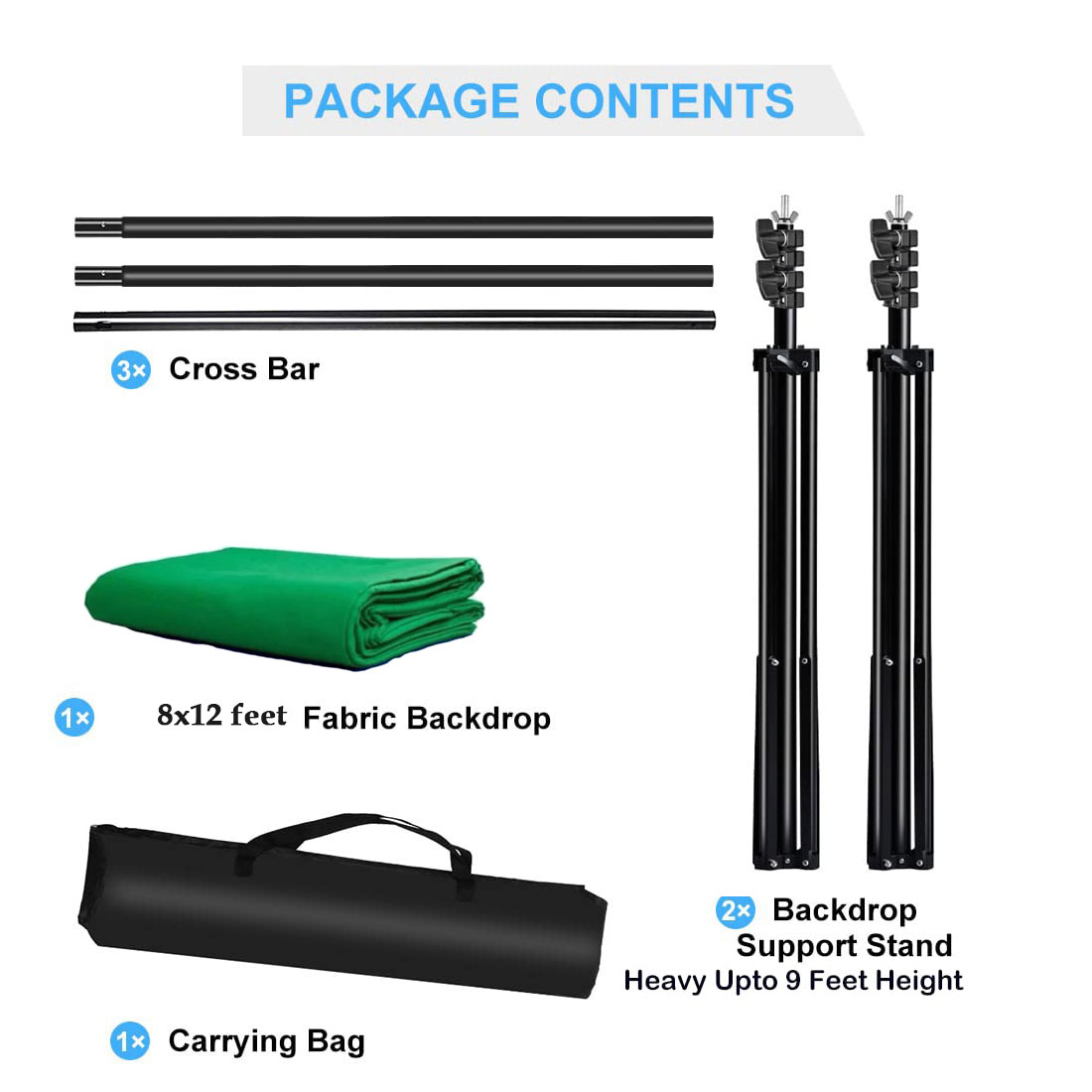 Green Screen 8x12 FT With Stand Set 9x9 FT. Wide Photo Studio ...