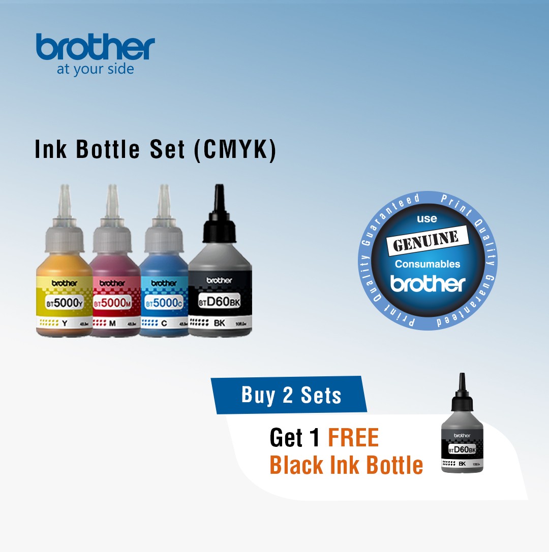 Brother Genuine Ink Set BT-D60BK, BT-5000C, BT-5000M, BT-5000Y (2Set ...