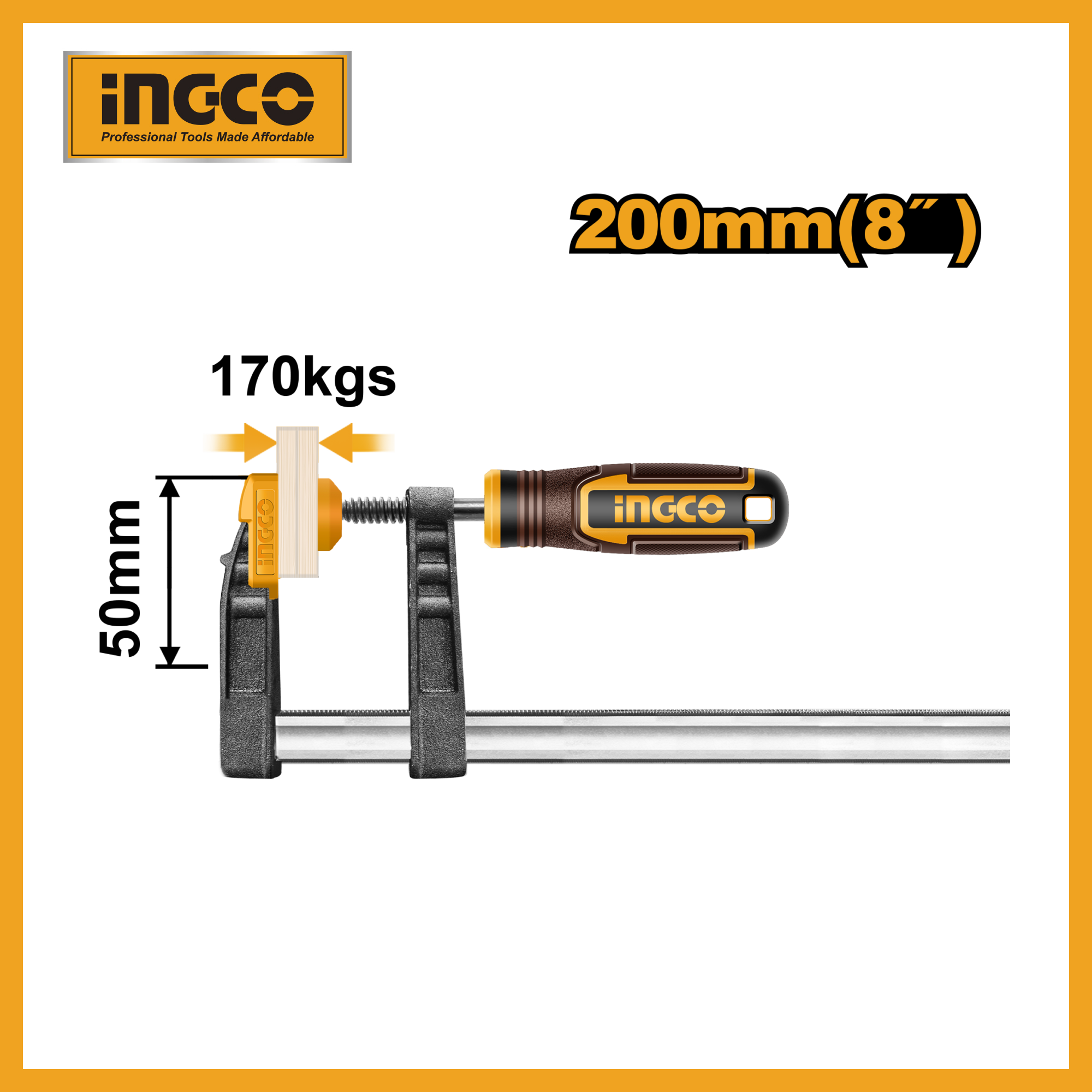 INGCO F Clamp With Plastic Handle 50x150mm/50x200mm/50x250mm | Daraz.com.np