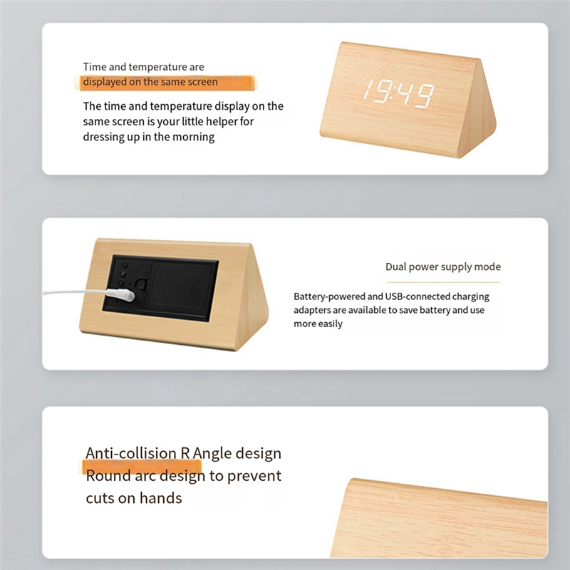 Wooden Clock Multifunctional LED Electronic Alarm Clock,D | Daraz.com.np