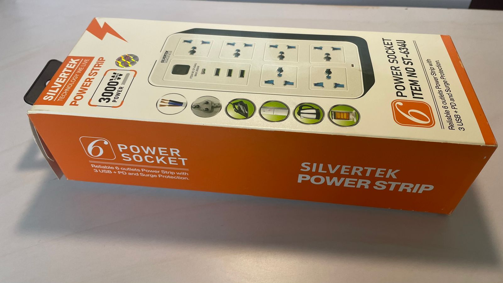 3000W Silvertek Multiplug with 1-C-Type, 3-USB & 6-charging port | 3 & 5 meter wire | Suitable ...