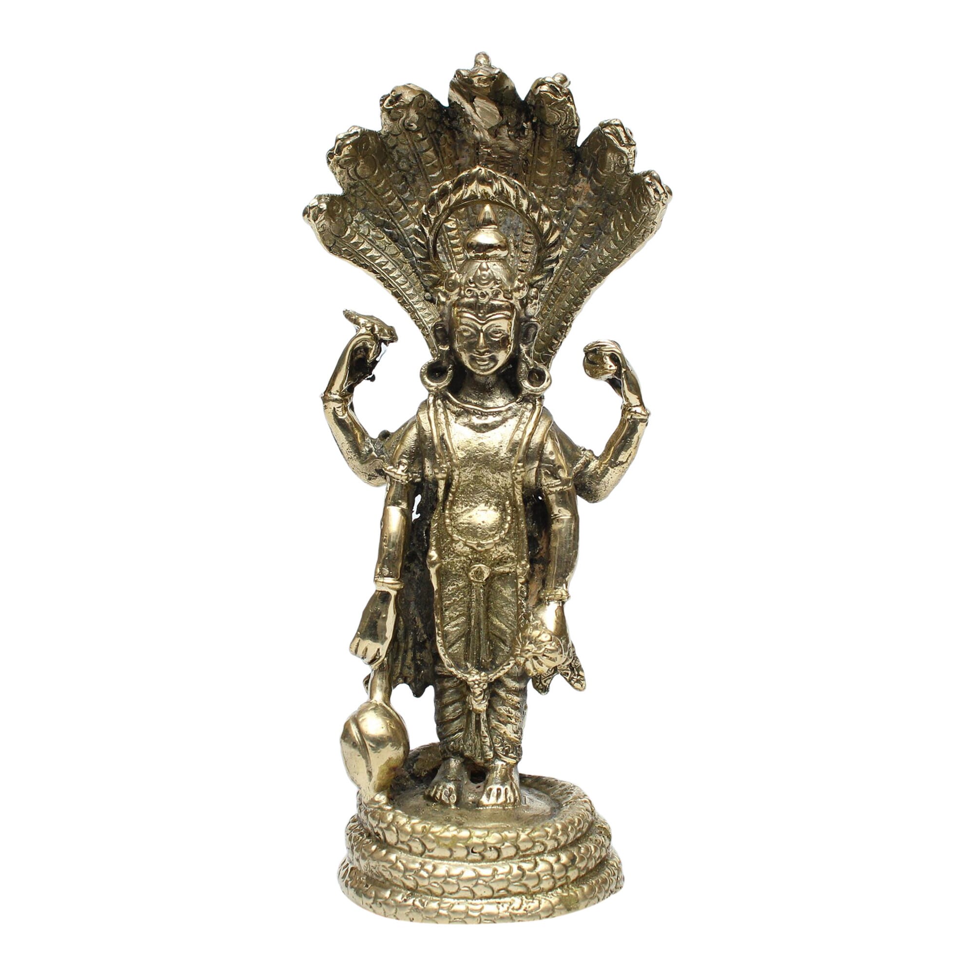 Narayan Statue 6" | Golden Bronze Color | Brass Lord Vishnu Narayan Standing Statue | Harati ...