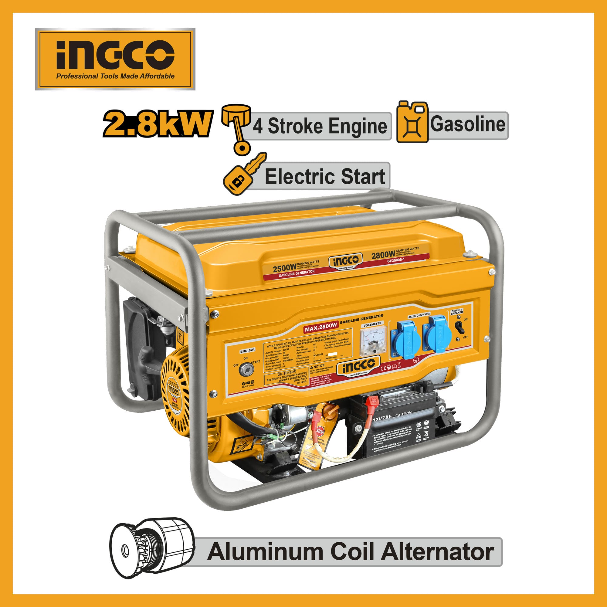 INGCO 2.8kW Gasoline Generator GE30005-1 | Daraz.com.np