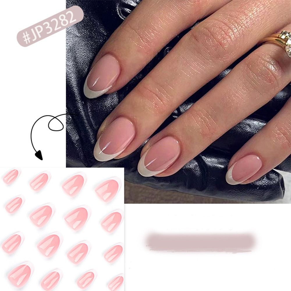 Manicure Long Almond False Nails Elegant French Fake Nials 3D Butterfly ...
