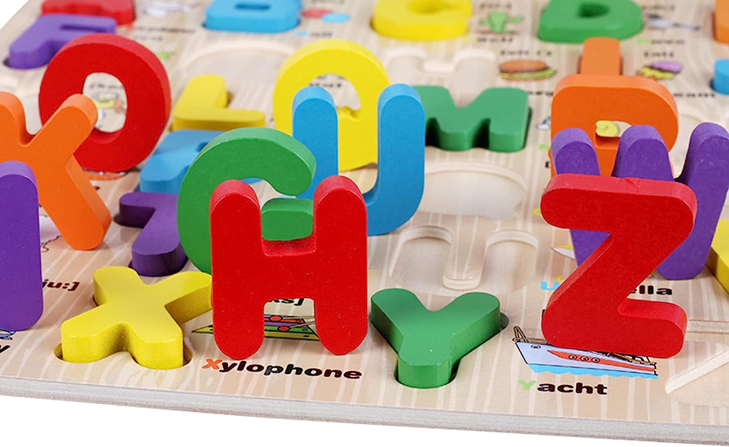 Wooden English 3D Alphabets Blocks With Objects For Kids, Alphabets For ...
