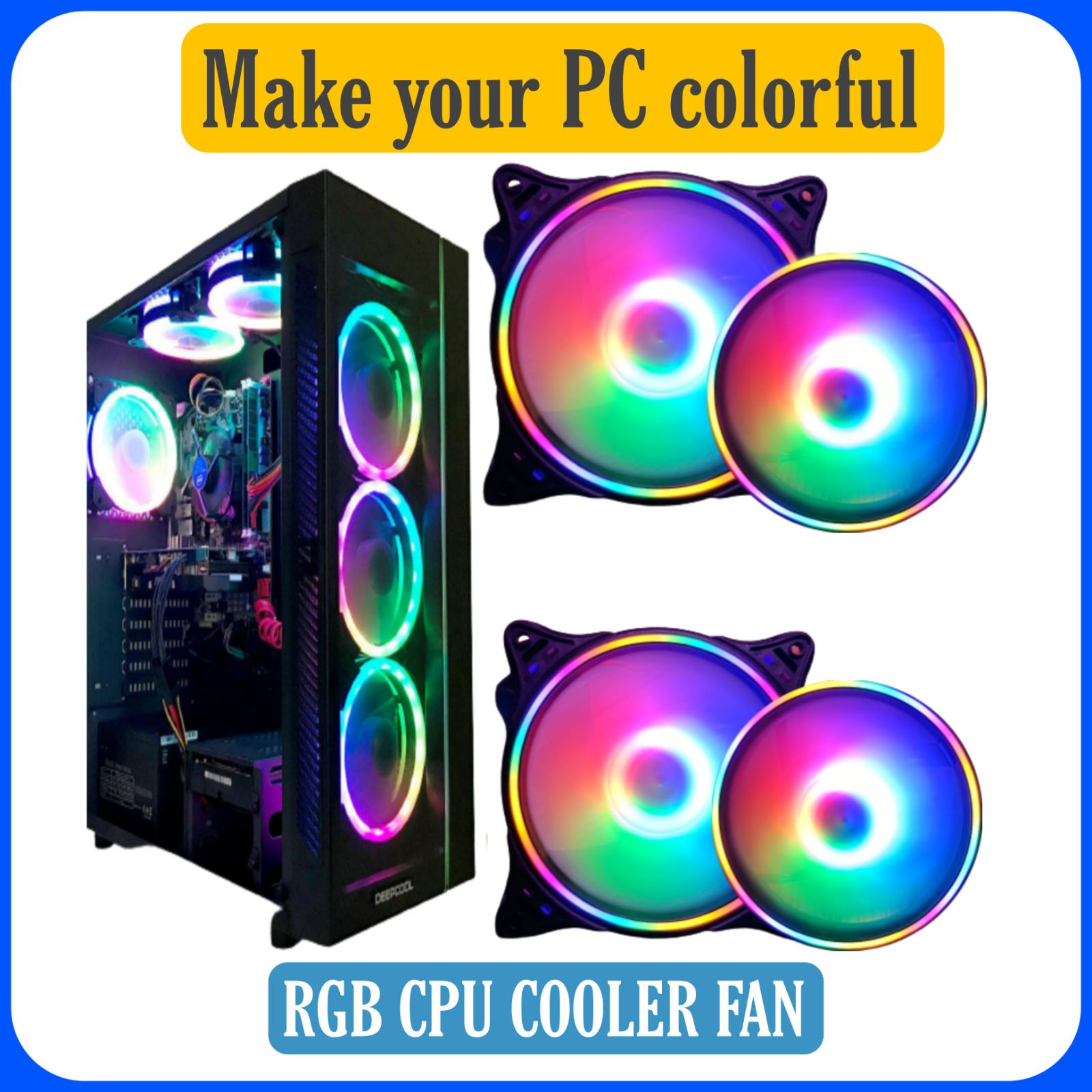 1 Pcs Computer Fans Cooling Fan Rgb Internal External Light Emitting ...