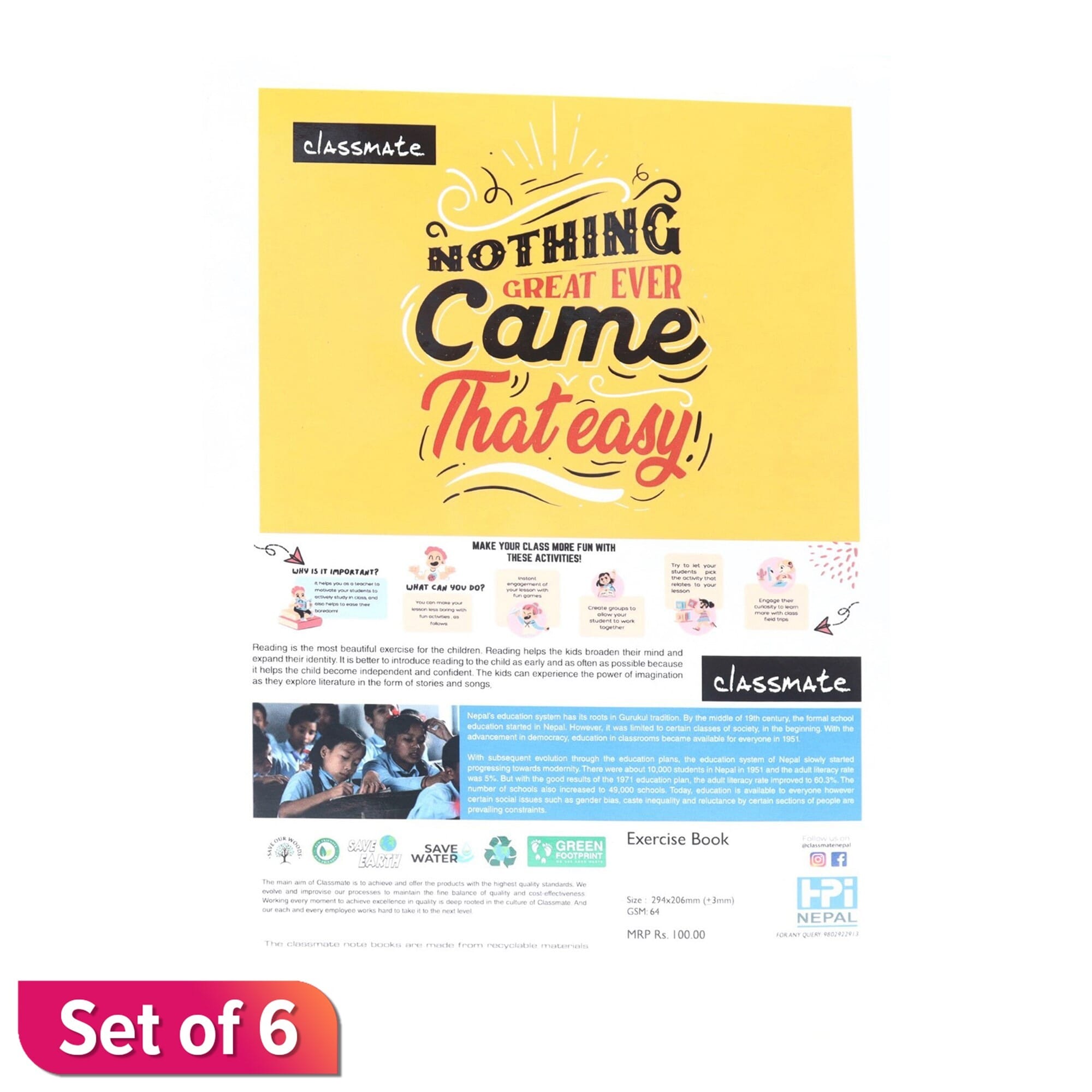 Classmate A4 Nepali Copy Sets Of 6 | Daraz.com.np