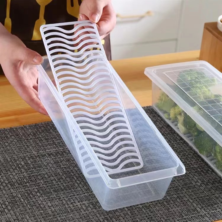 Plastic Food Drain Storage Container Kitchen Fridge Rectangle Drain ...
