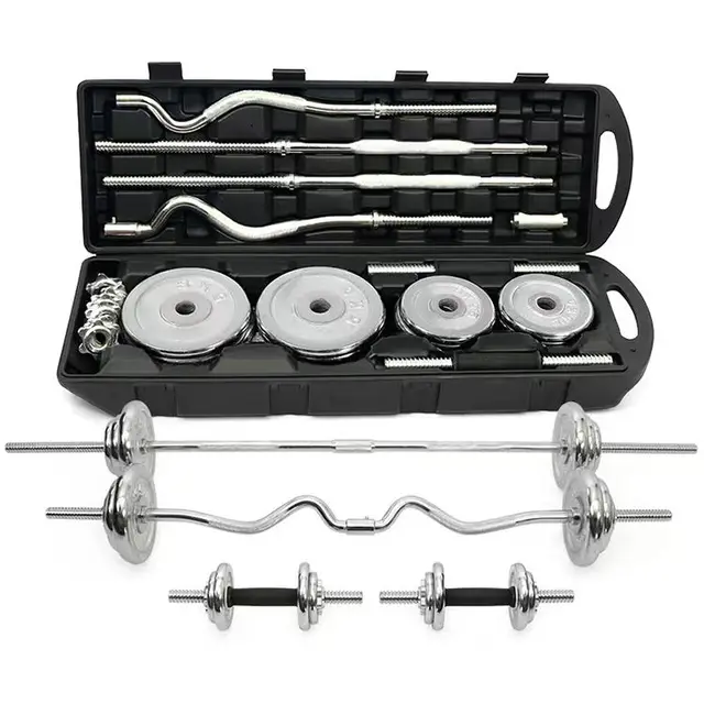 Csn 55 Kg Dumbbell Set Adjustable Chrome Plate With Straight Barbell ...