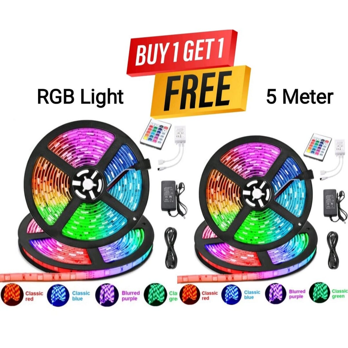 RGB Light Buy 1 Get 1 Free Rgb 5M Strip Multicolored Led Strip Lights ...