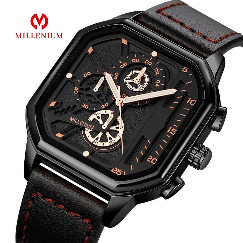 Millenium Sleek Design Square Shape Waterproof Quartz Watch for Men ...
