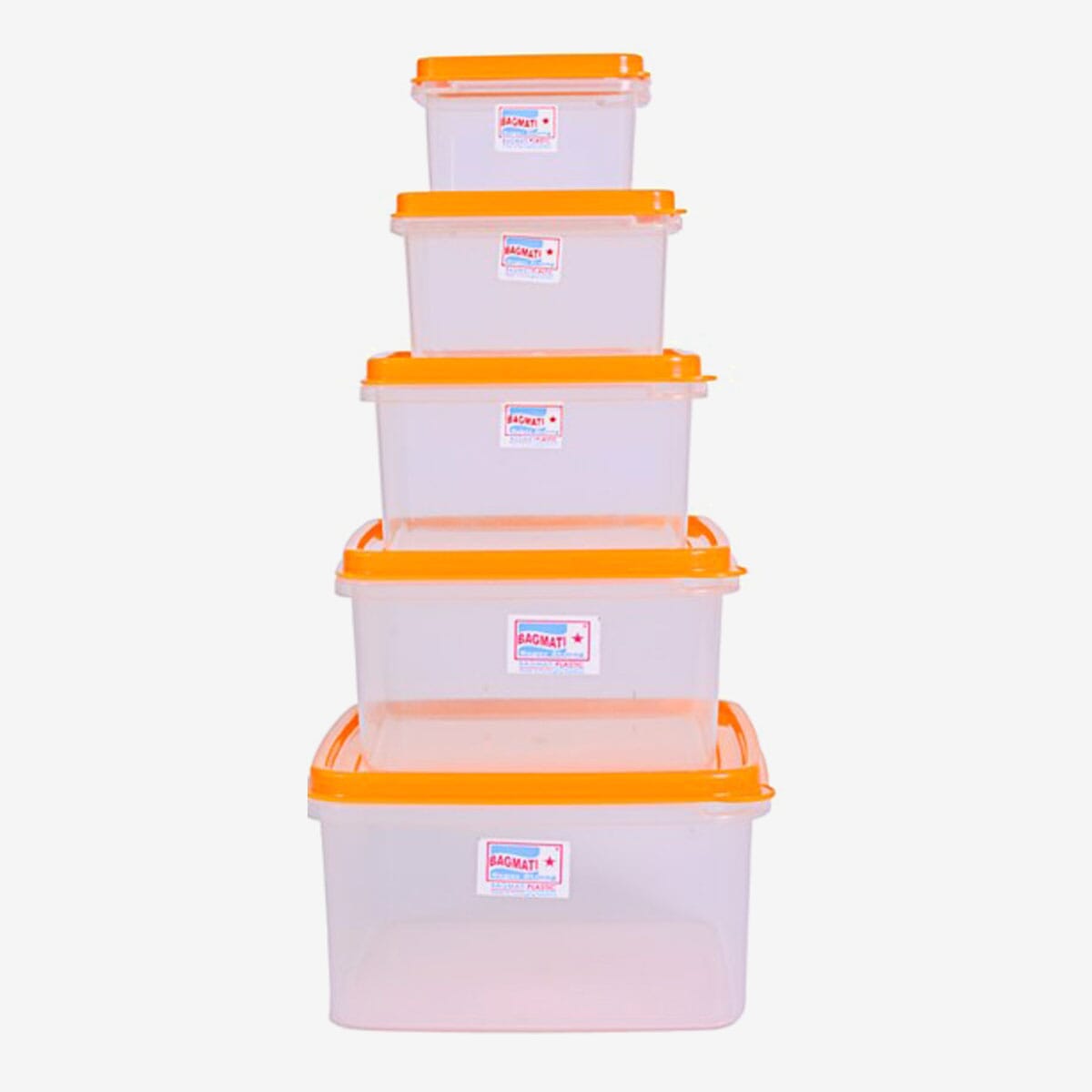 Bagmati Set Of 5 Square Plastic Container - 02 Sets | Daraz.com.np