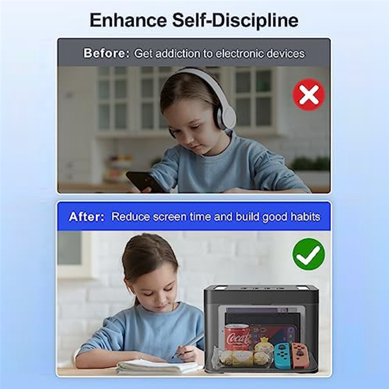 Timed Lock Box with Timer Black Lock Container Self-Controlled Time ...