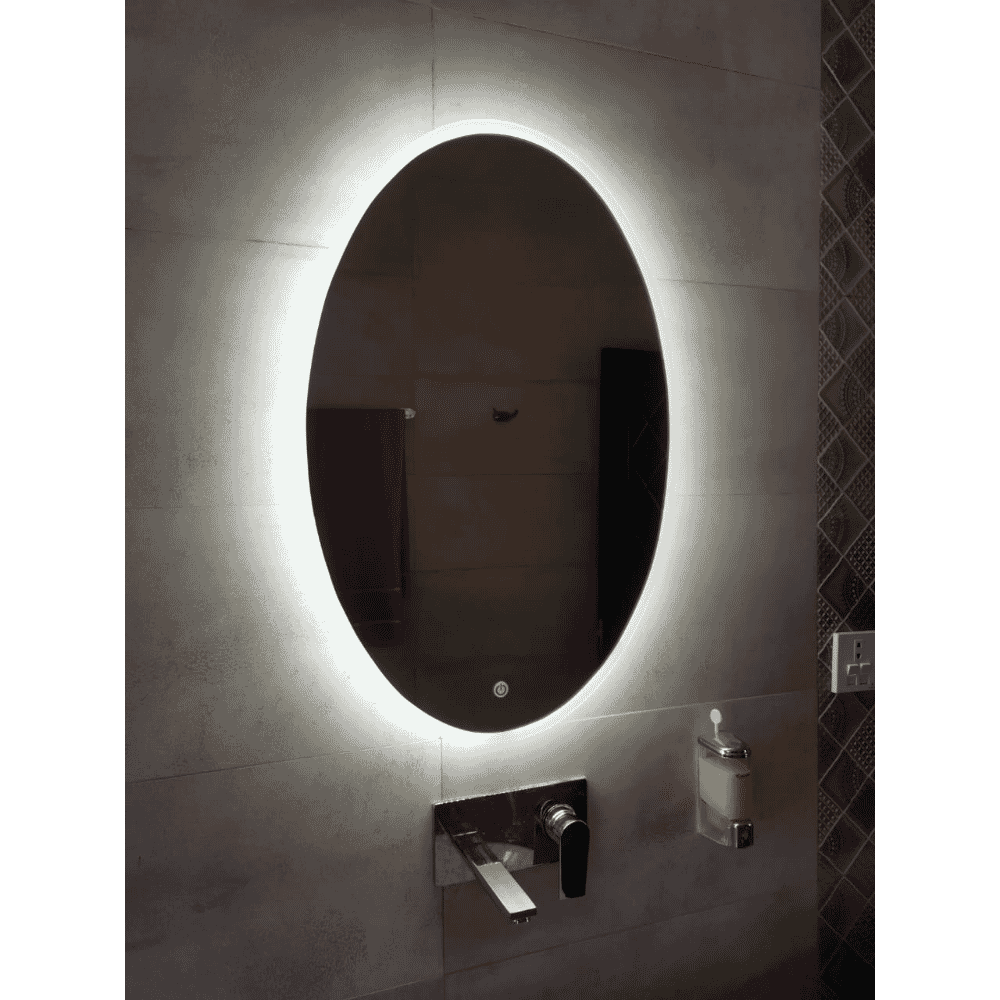 Bimba Oval LED wall Mirror with Border Etching Design 20(W) *30(H ...