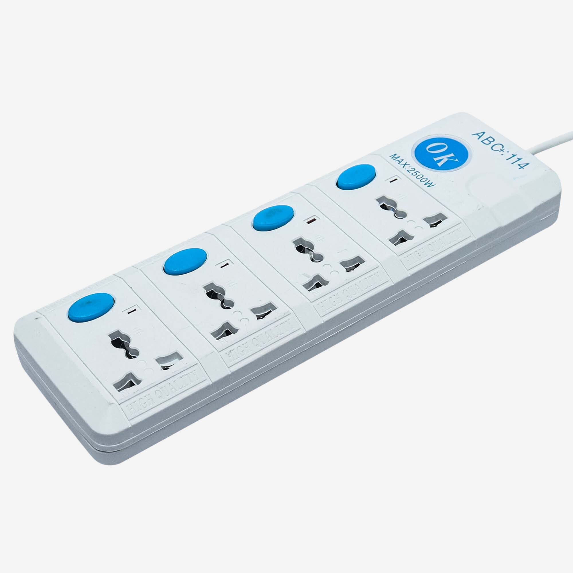 ABC+:114 3 way Extension Multiplug Cord And White/Blue 4 Port Multiplug ...