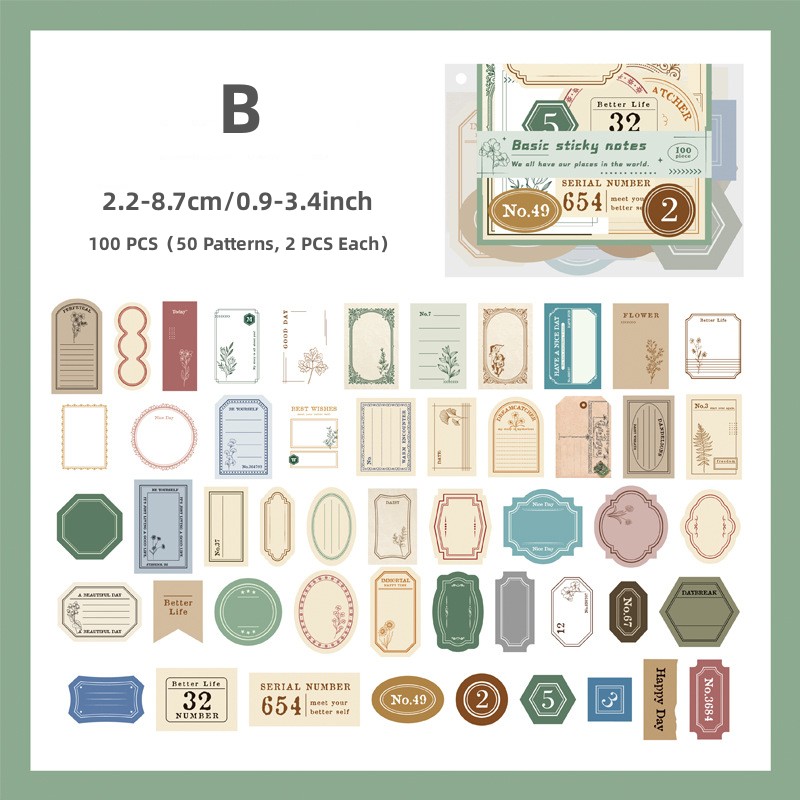 RHS Online 100PCS Daily Life Series Basic Lable Material Paper DIY ...