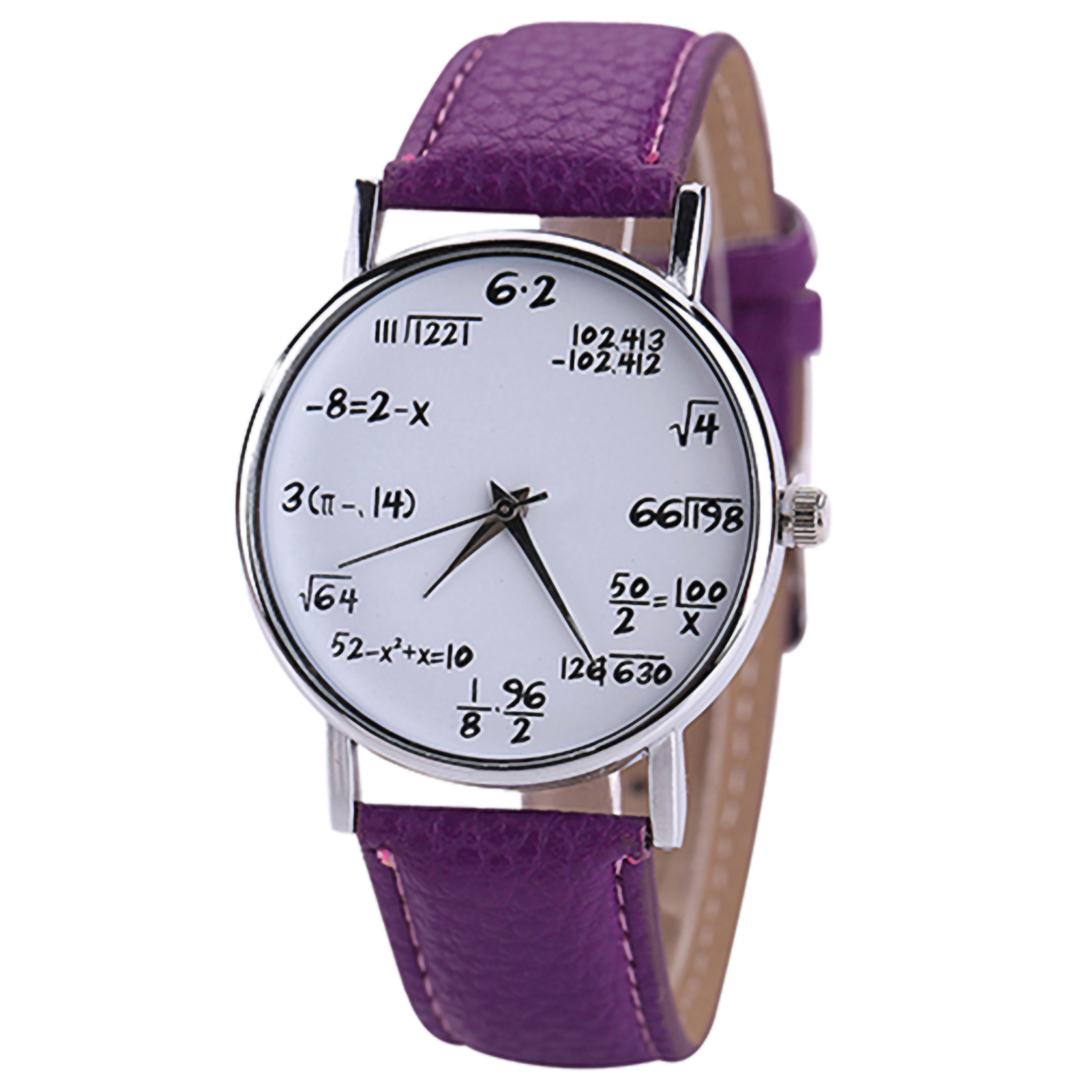 Women's Men Fashion Math Equation Dial Faux Leather Quartz Wrist Watch ...