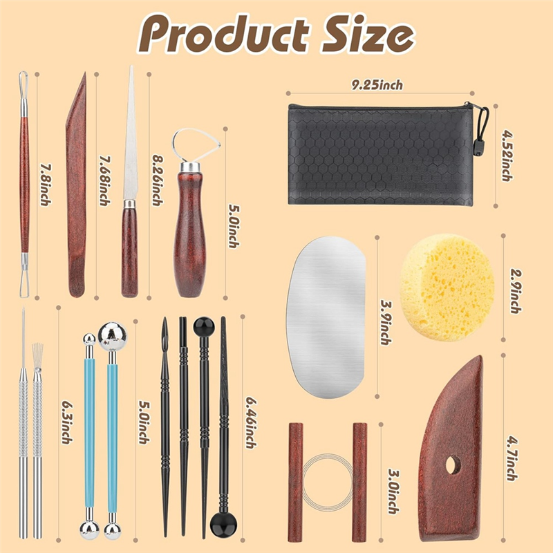 Clay Sculpting Tools, Basic Clay Pottery Carving Tool Kit with Wooden ...