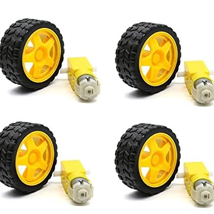 Dual Shaft Bo Motor 150 Rpm With Wheel (4 Wheels And 4 Gear Motor ...