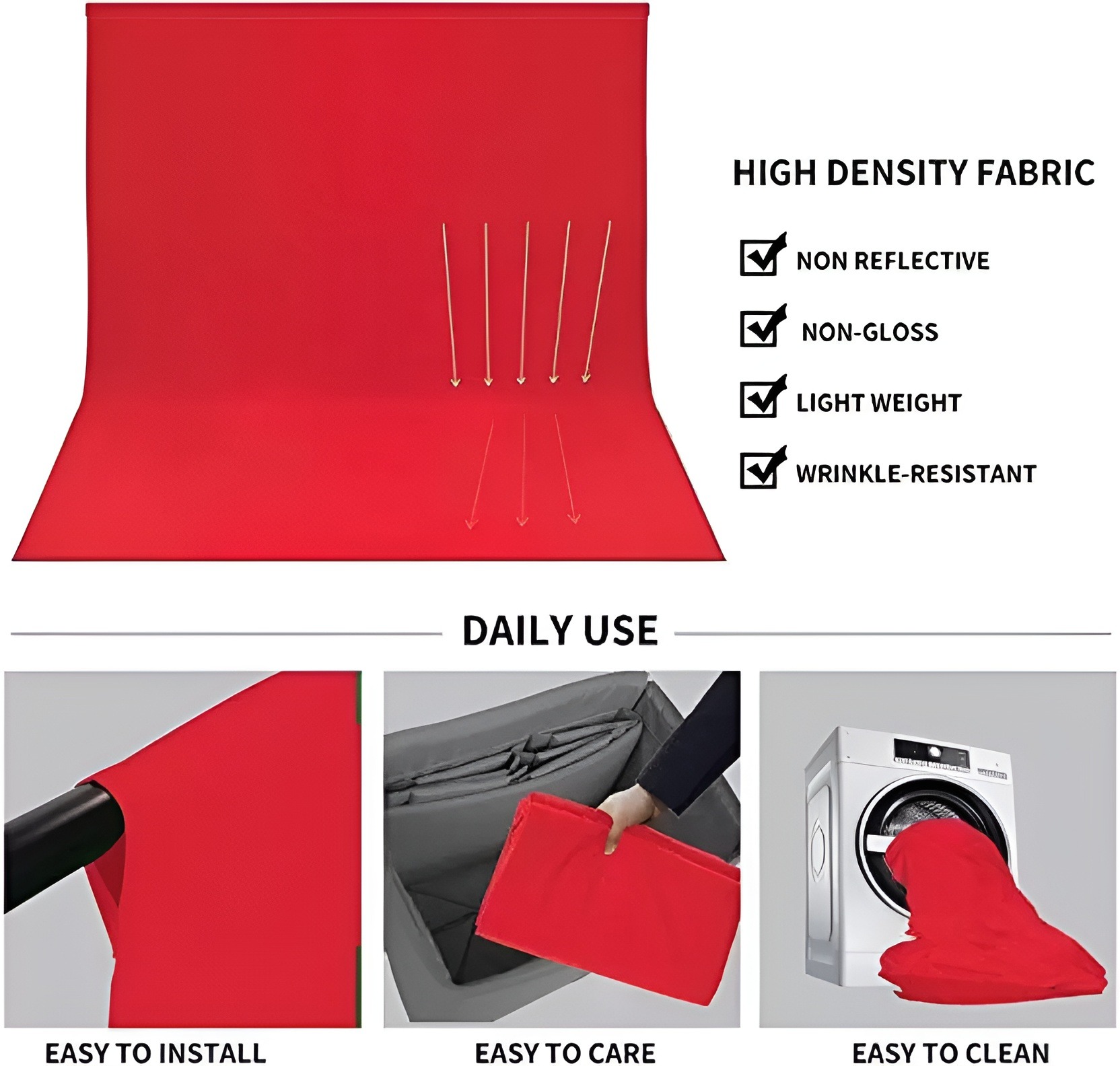 HIFFIN® (12ft x 8ft) Red Screen Background Cloth Chroma Backdrop ...