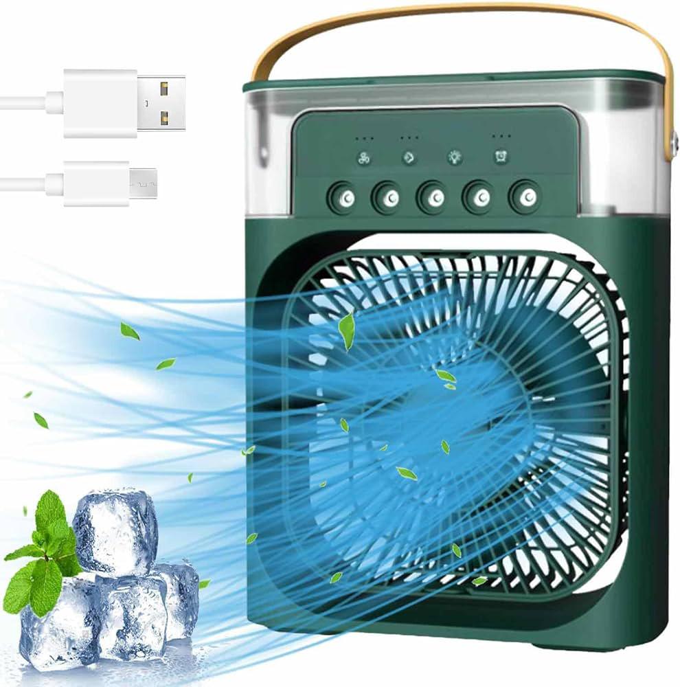 Cooler Table Fan With Ice Water Compartment Cooling with Five Atomizer ...