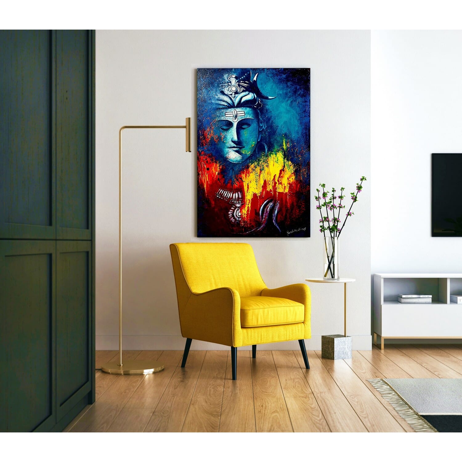 Shiva Mahadev Mahakal Adiyogi Wall Hang God Canvas Art with Wooden back ...