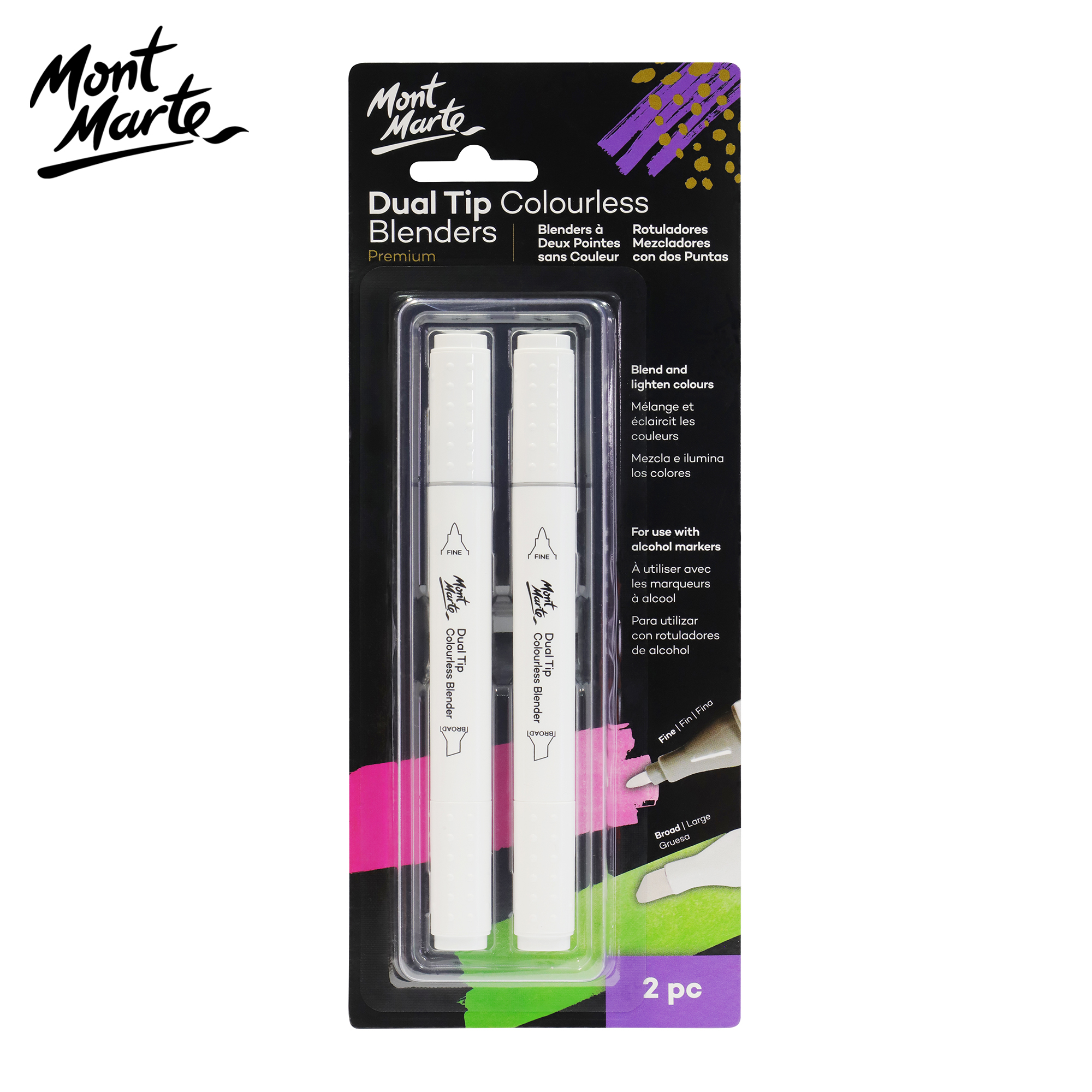 Mont Marte Dual Tip Colourless Alcohol Blenders 2pc By KitabKalam ...