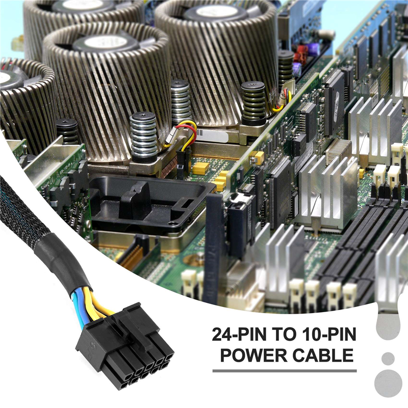 24 Pin to 10 Pin ATX PSU Main Power Adapter Braided Sleeved Cable for ...