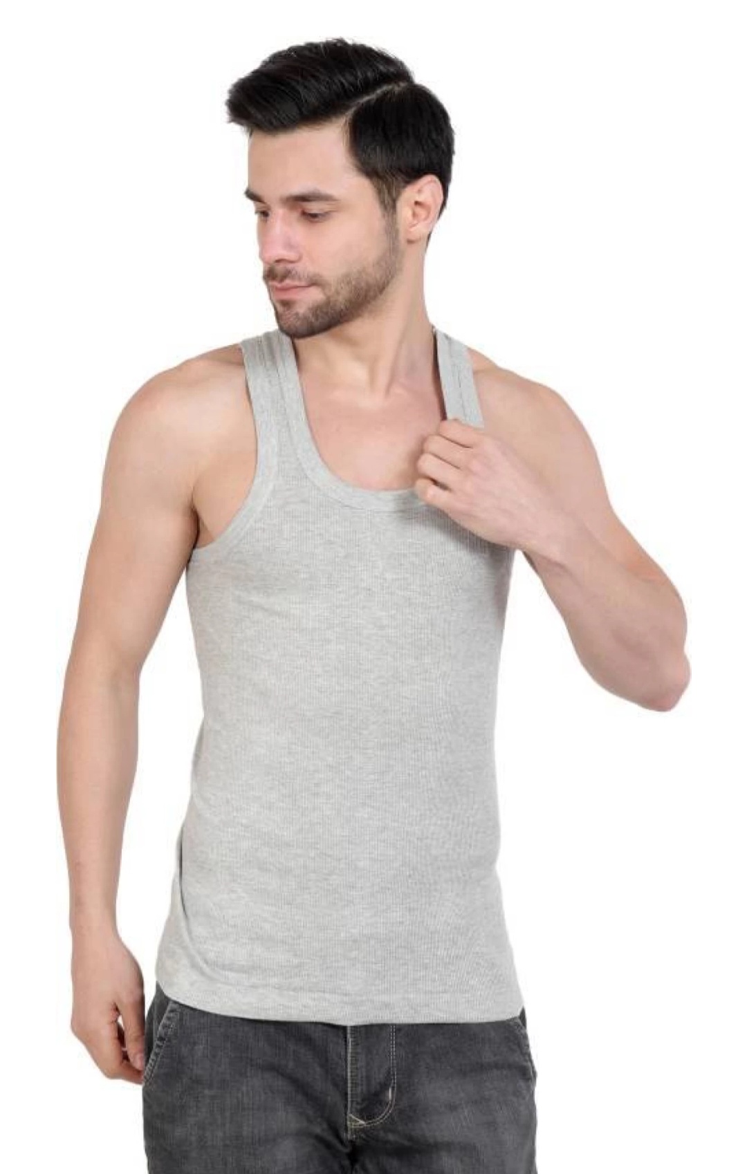 Macho Sporto Men's Cotton Derby Grey Vest - Ribbed Fabric | Daraz.com.np