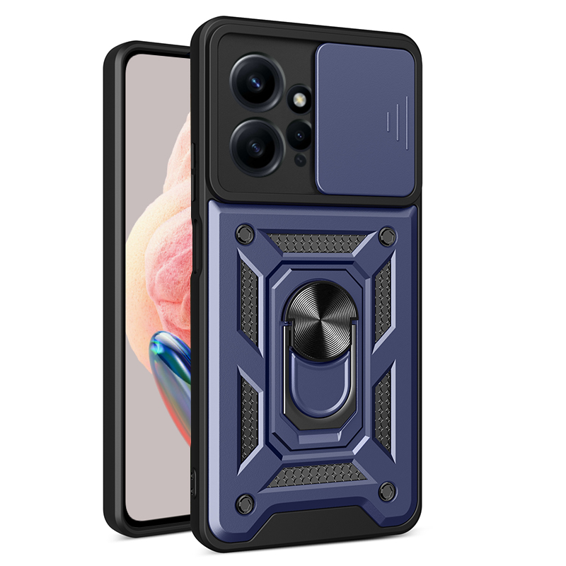 Vantime for Xiaomi Redmi Note 12 4G Case Stand Slide Lens Cover Shockproof Hard Phone Back ...