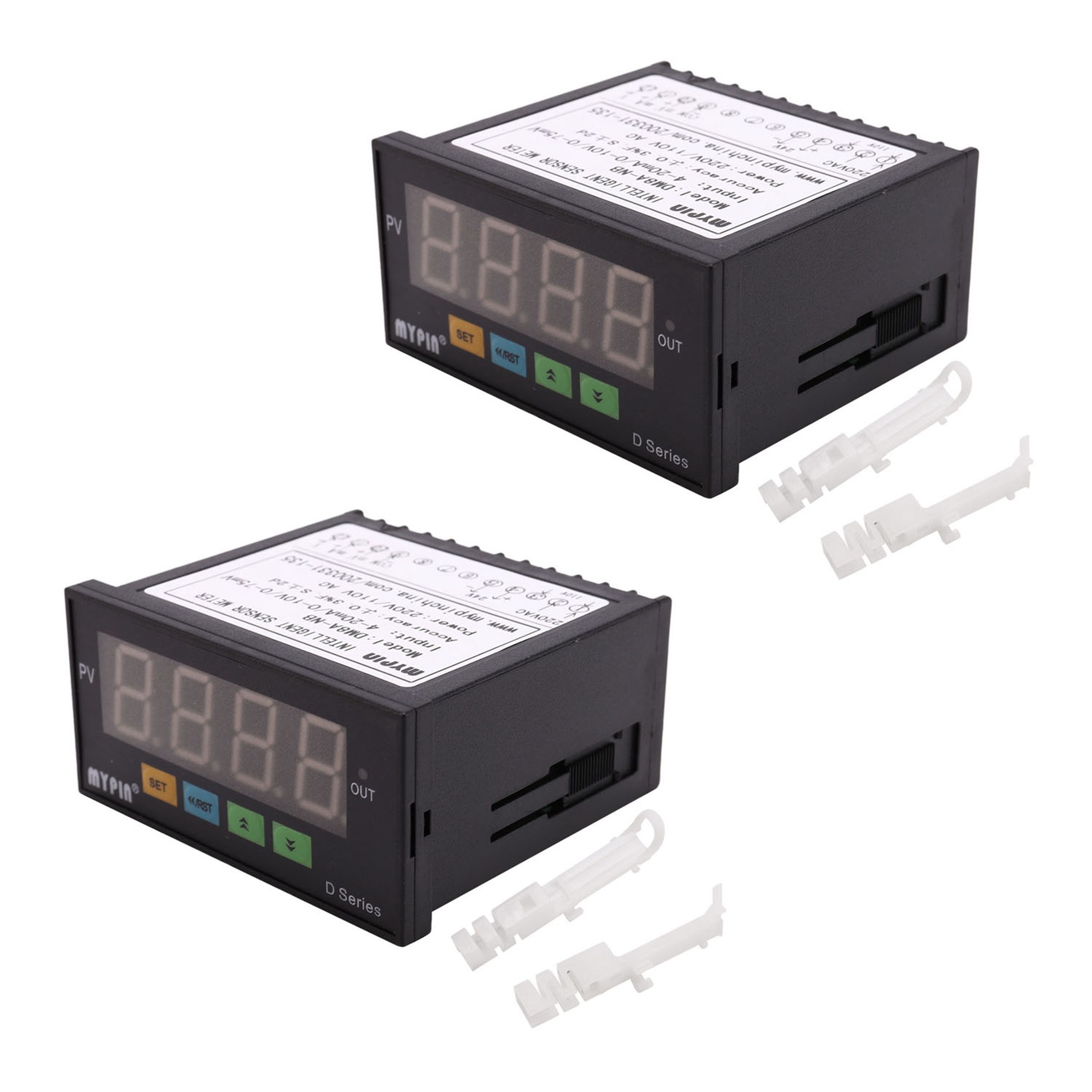 2X Digital Sensor Meter Multi-Functional Intelligent LED Display 0-75Mv/4-20Ma/0-10V Input ...