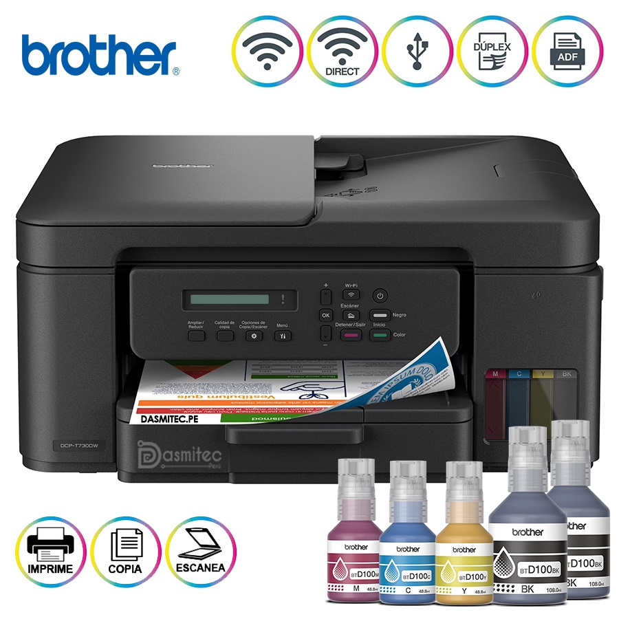 Brother All in One Printer DCP-T730DW Color Inktank Printer (Print/Copy ...
