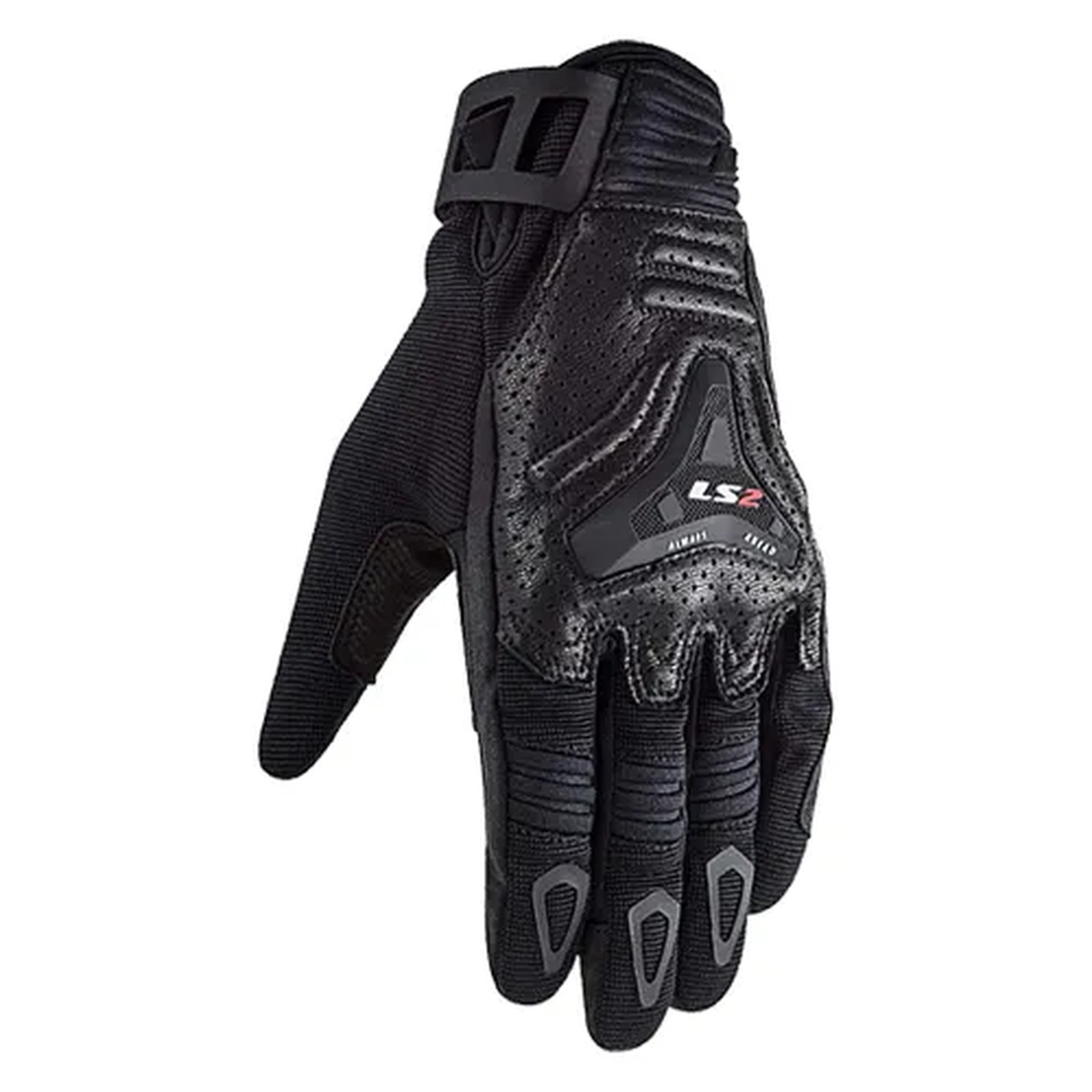 LS2 All Terrain Black Textile Street Gloves with Knuckle Protection for ...