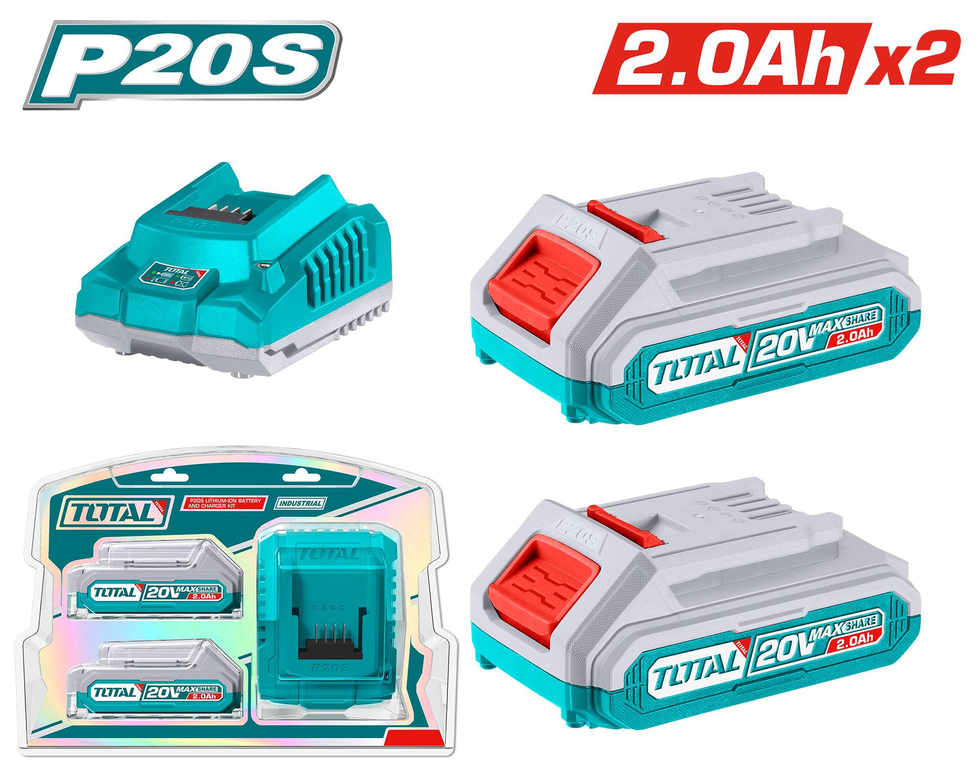 TOTAL Tool 20V Battery 2Pc & 1Pc Charger Set | Daraz.com.np