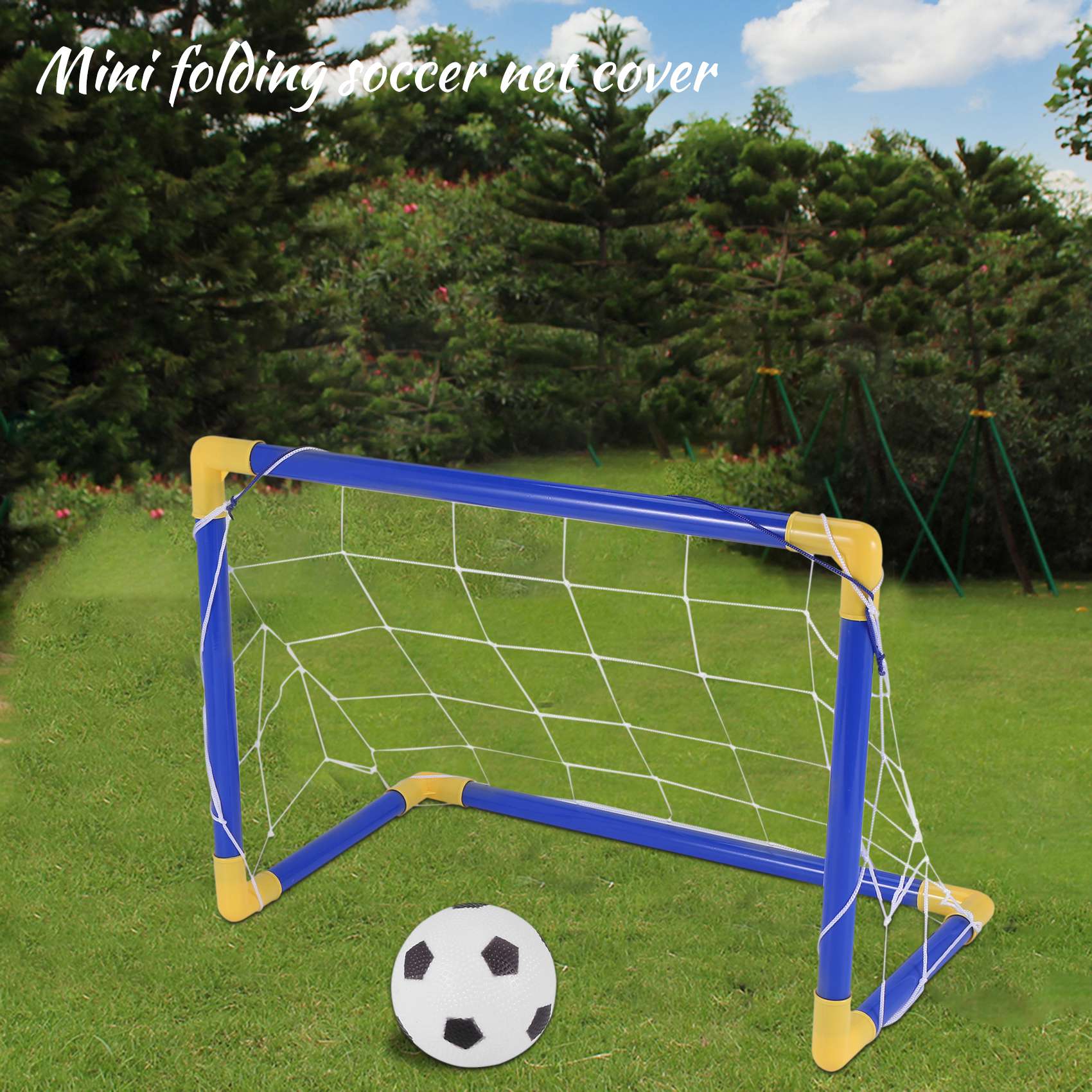 Indoor Mini Folding Football Soccer Ball Goal Post Net Set+Pump Kids ...