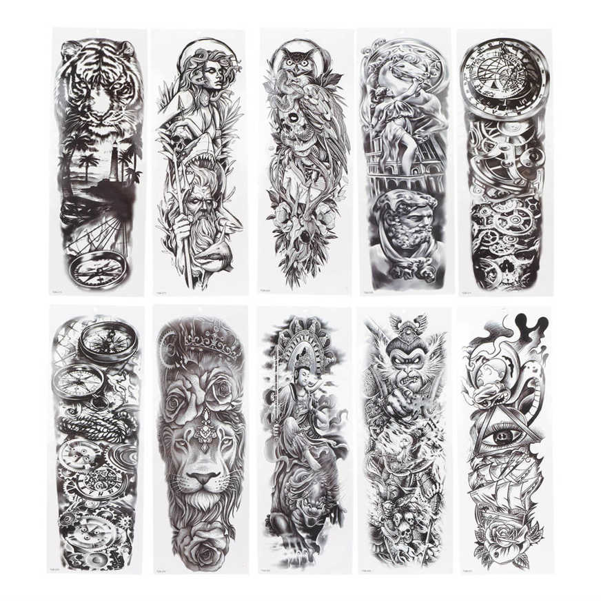 10pcs Full Sleeve Temporary Tattoos Waterproof Long Lasting Fake Tattoo ...