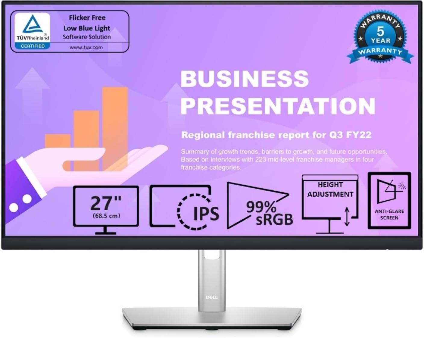 Dell 27 Monitor - P2722H - Full HD 1080p, IPS Technology, 8 ms Response ...