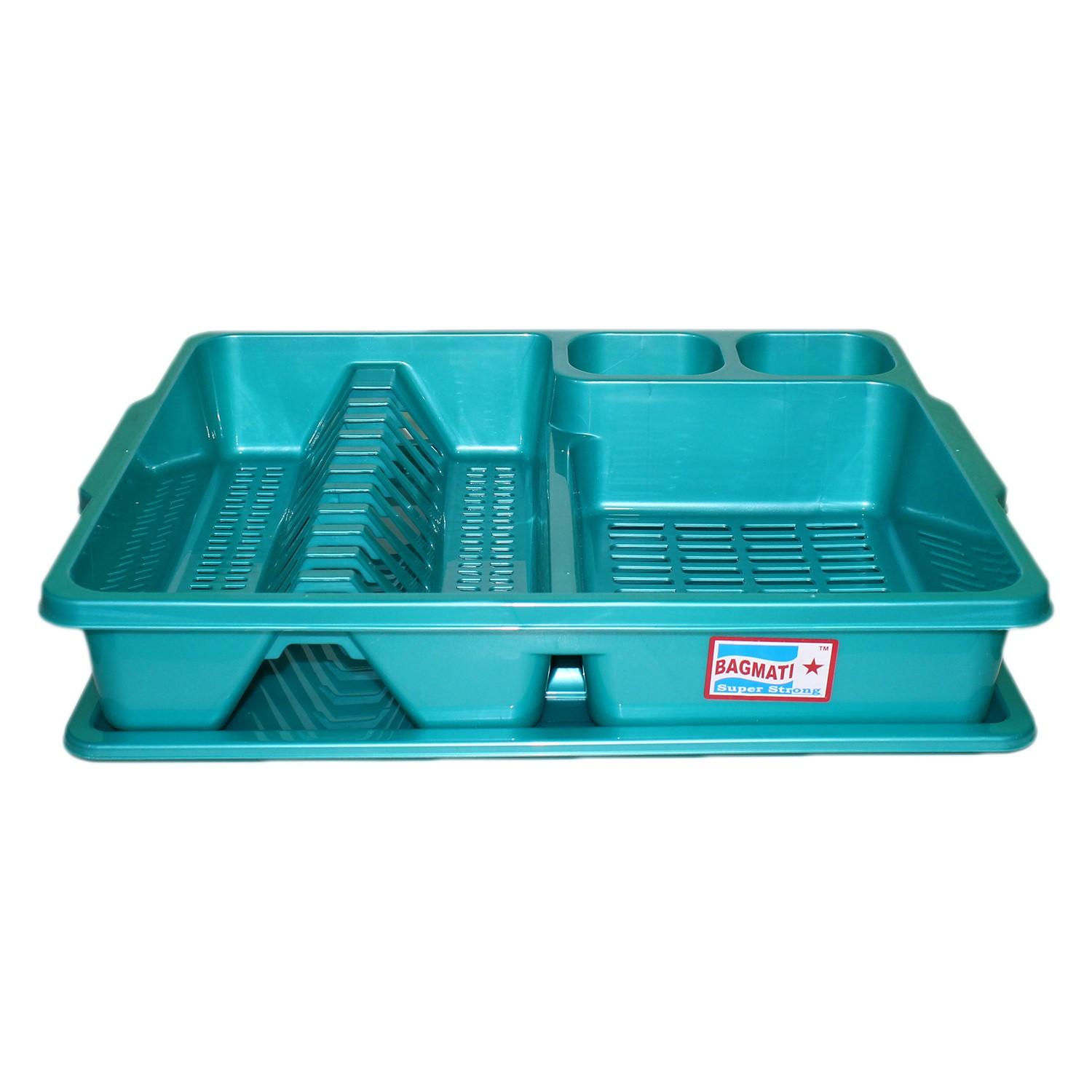 Plastic Dish Drainer Kitchen Rack With Drip Tray & Cutlery Holder ...
